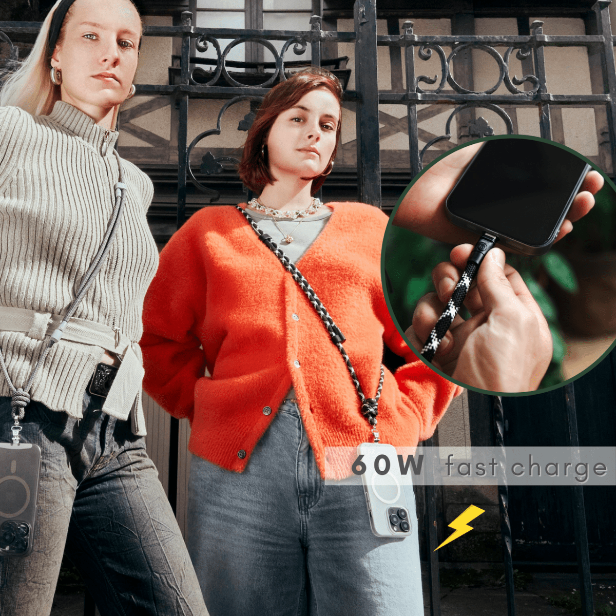 M.Craftsman Yoggle Power CLICK- Charging Cable & Crossbody Phone Strap